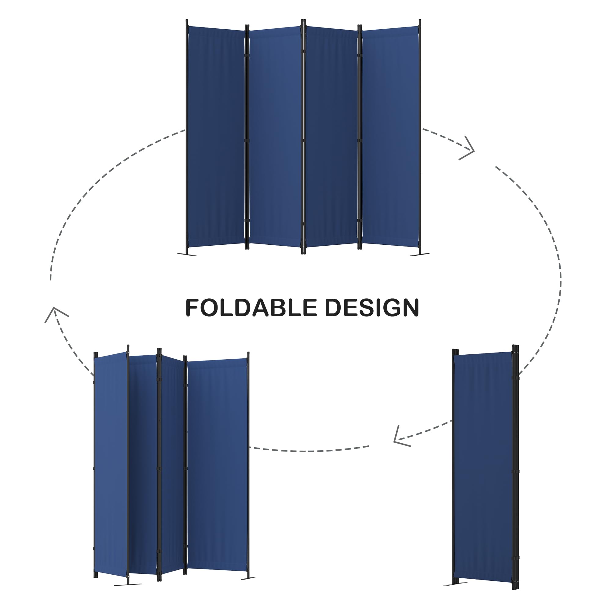 GOJOOASIS Room Dividers Folding Privacy Screens Wall Divider Screen Panels Room Screen Divider Indoor Portable Partition (Black, 4-Panel)