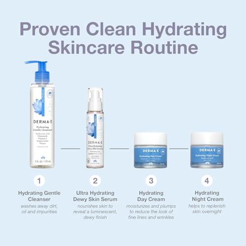 DERMA-E Hydrating Night Cream – Overnight Face Moisturizer with Anti-Aging Hyaluronic and Green Tea Acid to Smooth and Nourish, 2 Oz