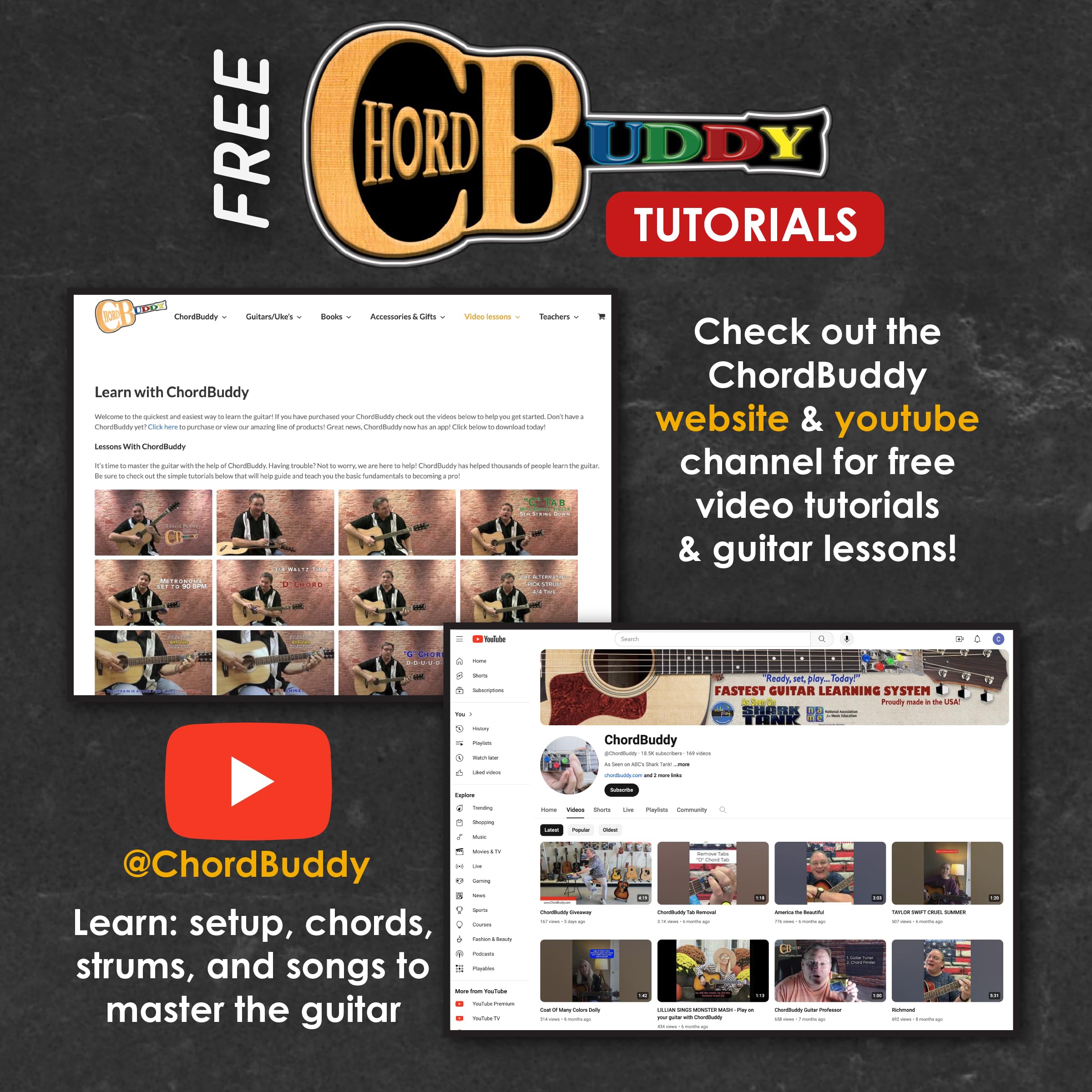 ChordBuddy “MADE IN THE USA” - Guitar Learning with Songbook, Lesson Plan, App, and Right Handed ChordBuddy