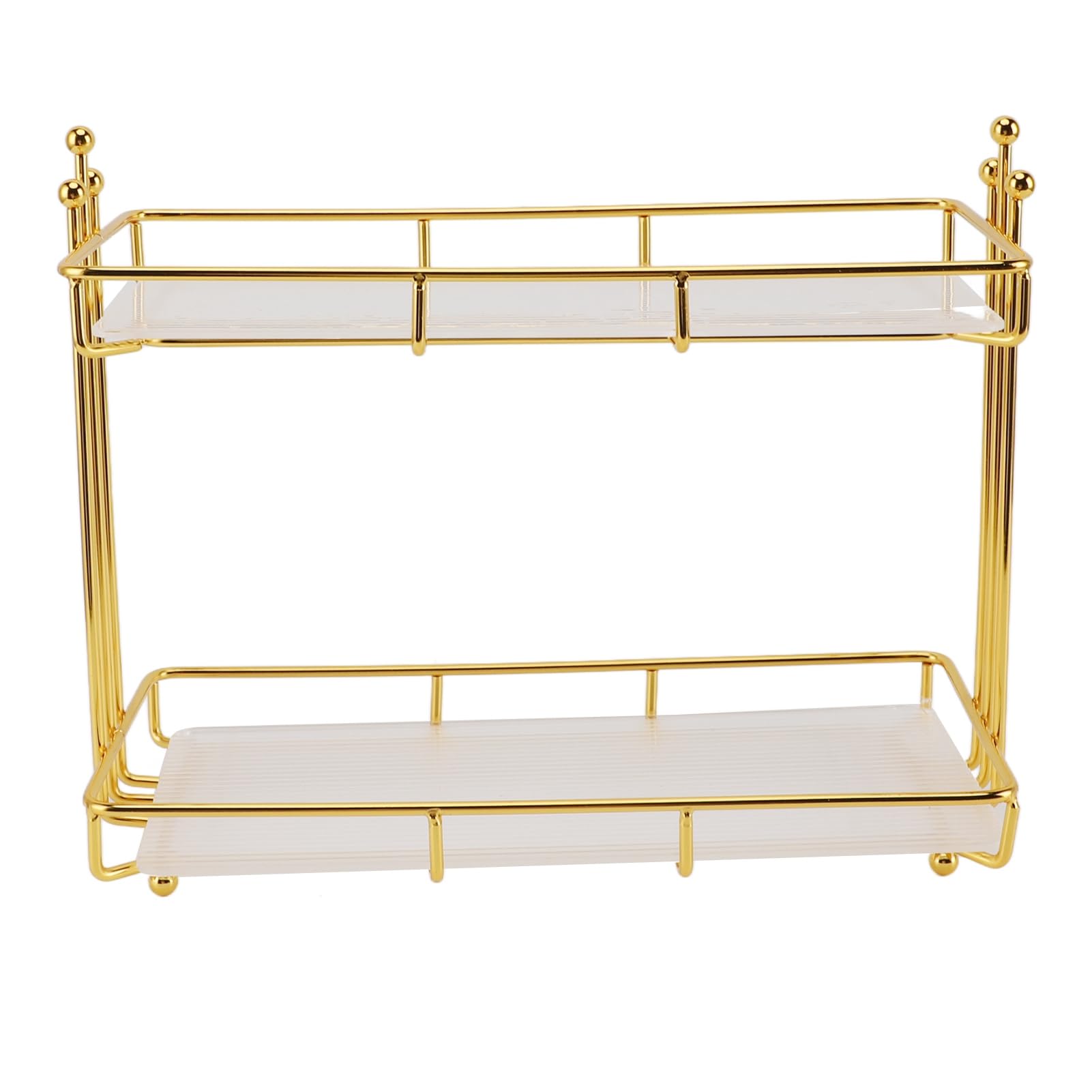 FTVOGUE Makeup Shelf Organizer, 2 Tier Bathroom Countertop Organizer with Vanity Tray Bathroom Trays forCounter, Storage for Cosmetics, Skincare, Perfume (S)