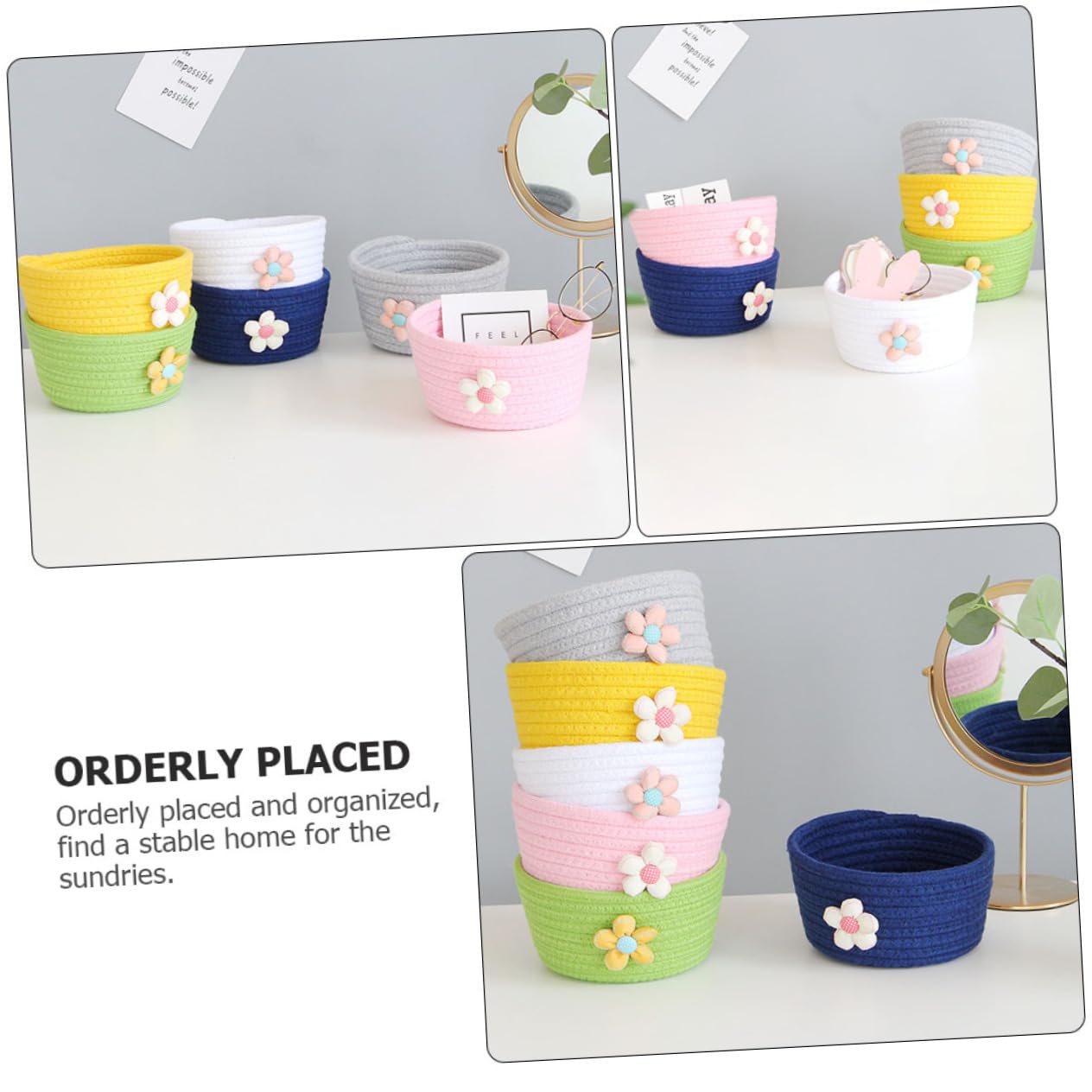 Cabilock Storage Box Storage Trays Baskets Woven Hamper Storage Bin Baskets Storage Bin for Toys Storage Baskets Cotton Rope Basket Sundries To Weave Woven Basket Cotton