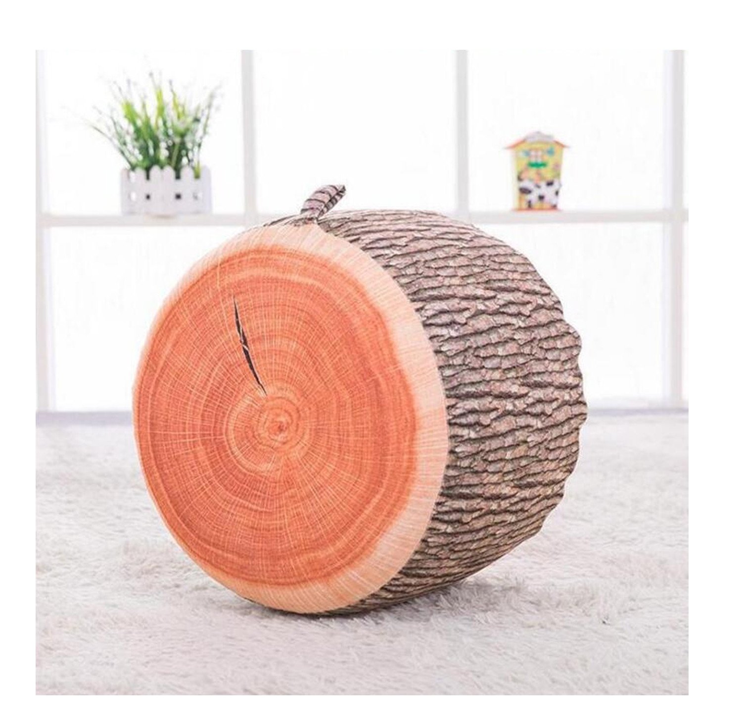 Fruit Cartoon Plush Inflatable seat seat Sofa Thickened Folding Stool Gifts for Children (Tree Stump)