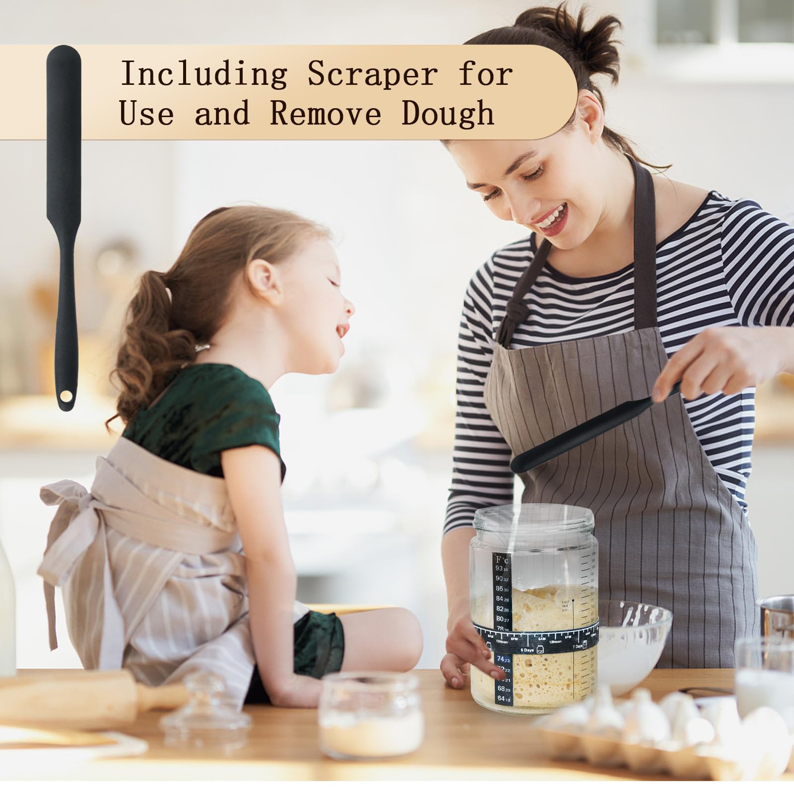 Sourdough Starter Kit 42Oz Sourdough Starter Jar Glass Wide Sourdough Bread Baking Supplies, Brewing Fermentation Carboys Sourdough Bread Starter Kit with Cloth Cover, Lid&Feeding Tracker Band-1PACK