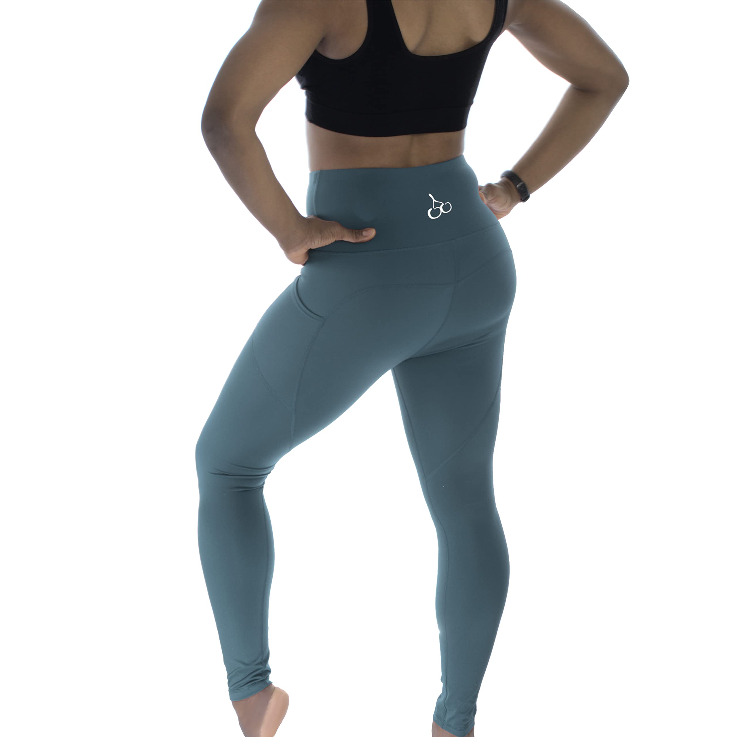 CHERRY FITS Thick Hight Waisted Leggings with Pockets for Womens-Muscle and Joints Supportive Workout and Yoga Pants with Pockets for Women Navy Blue