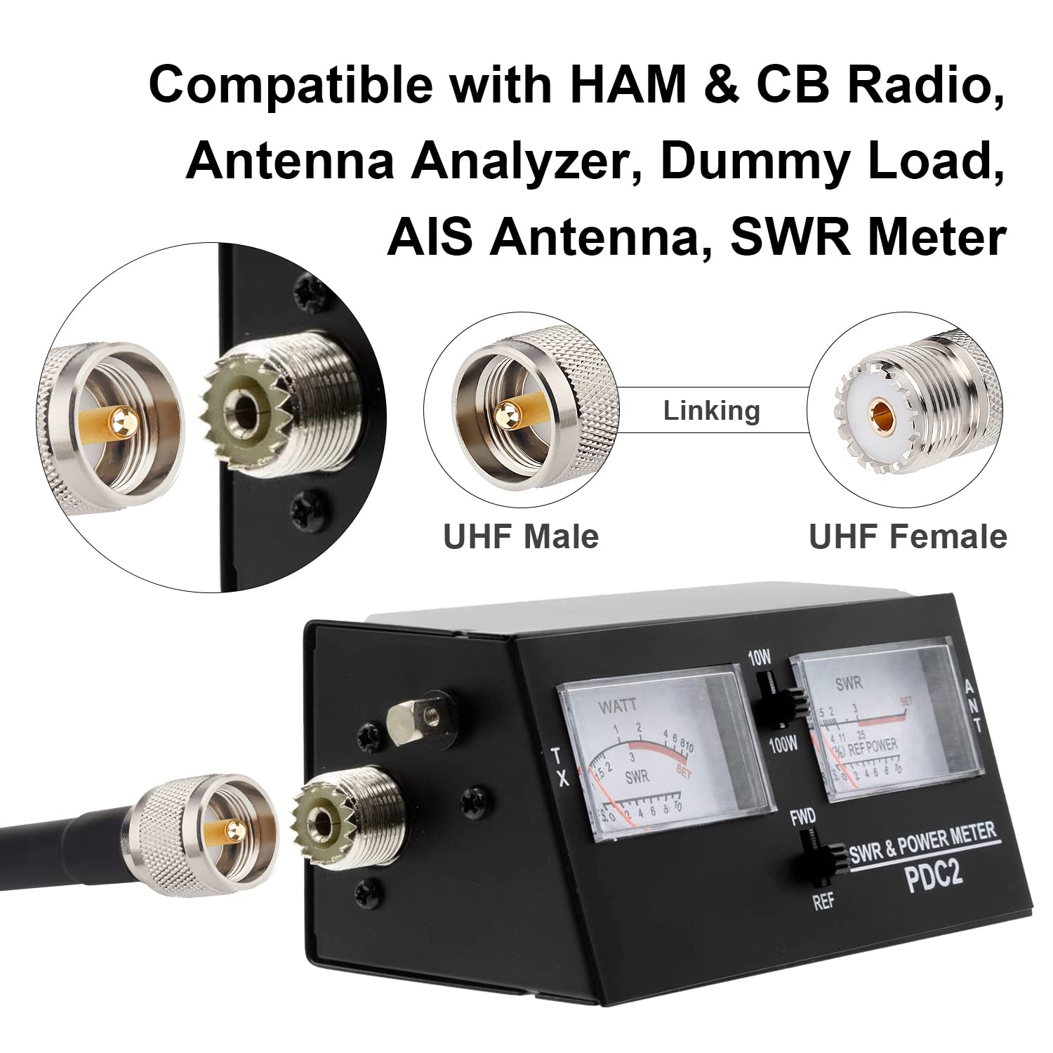 XRDS -RF PL-259 UHF CB Coax Cable 3ft, 50 ohm KMR400 PL-259 UHF Male to SO-239 Male Connector Low Loss Coaxial Cable for HAM & CB Radio, Antenna Analyzer, Dummy Load, AIS Antenna, SWR Meter