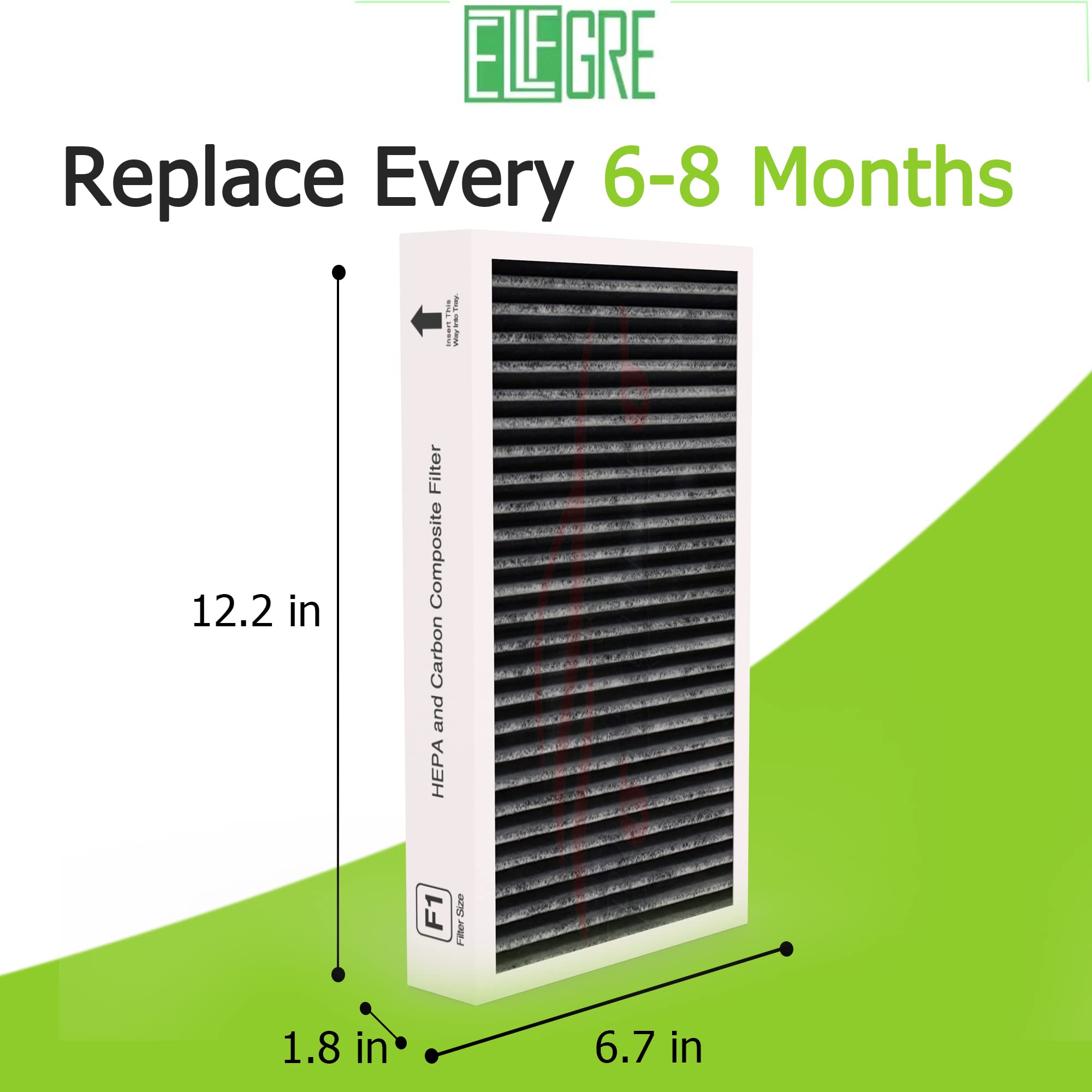 EzLfGre F1 4-Pack Carbon H13 HEPA Replacement Filter, Compatible with Filtrete 3M C01 T02 Air Purifier, Odor Removal