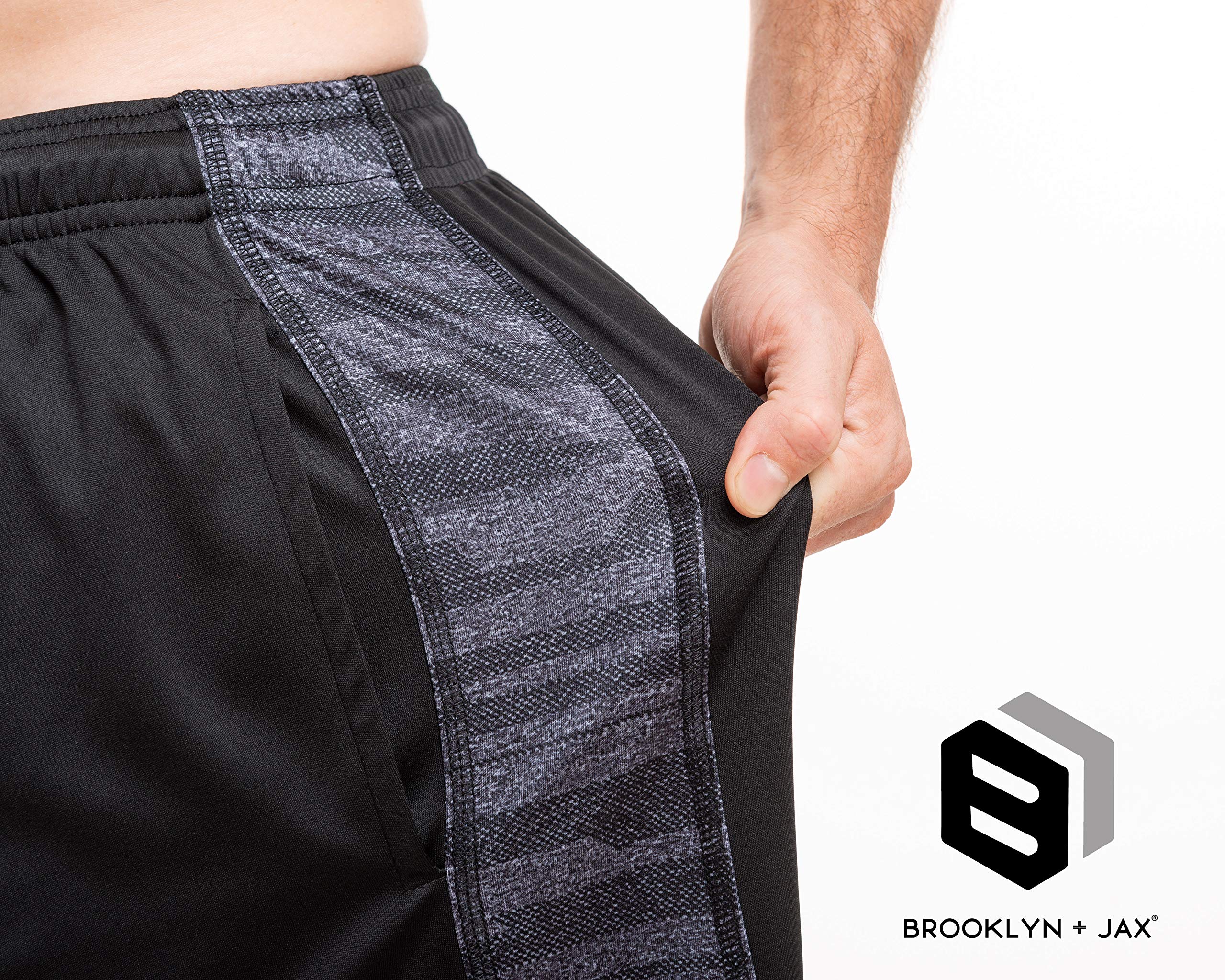 BROOKLYN + JAX Men's Premium Active Athletic Performance Shorts with Pockets - 5 Pack