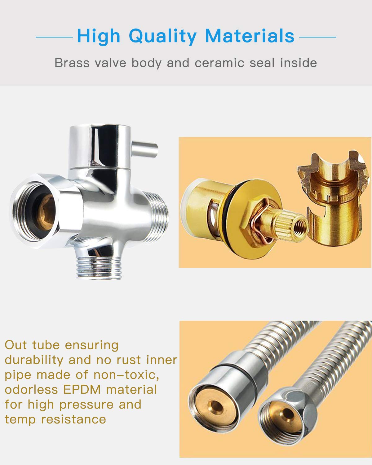 Handheld Bidet Toilet Sprayer Set Premium Brushed Stainless Steel Sprayer for Bidet Attachment Cloth Diaper Sprayer Set,Bathroom Toilet Cleaning…