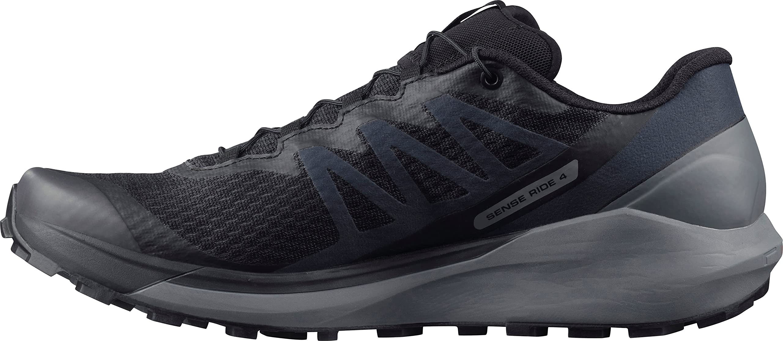 Salomon Sense Ride 4 Trail Running Shoes for Men, Black/Quiet Shade/Ebony, 10.5