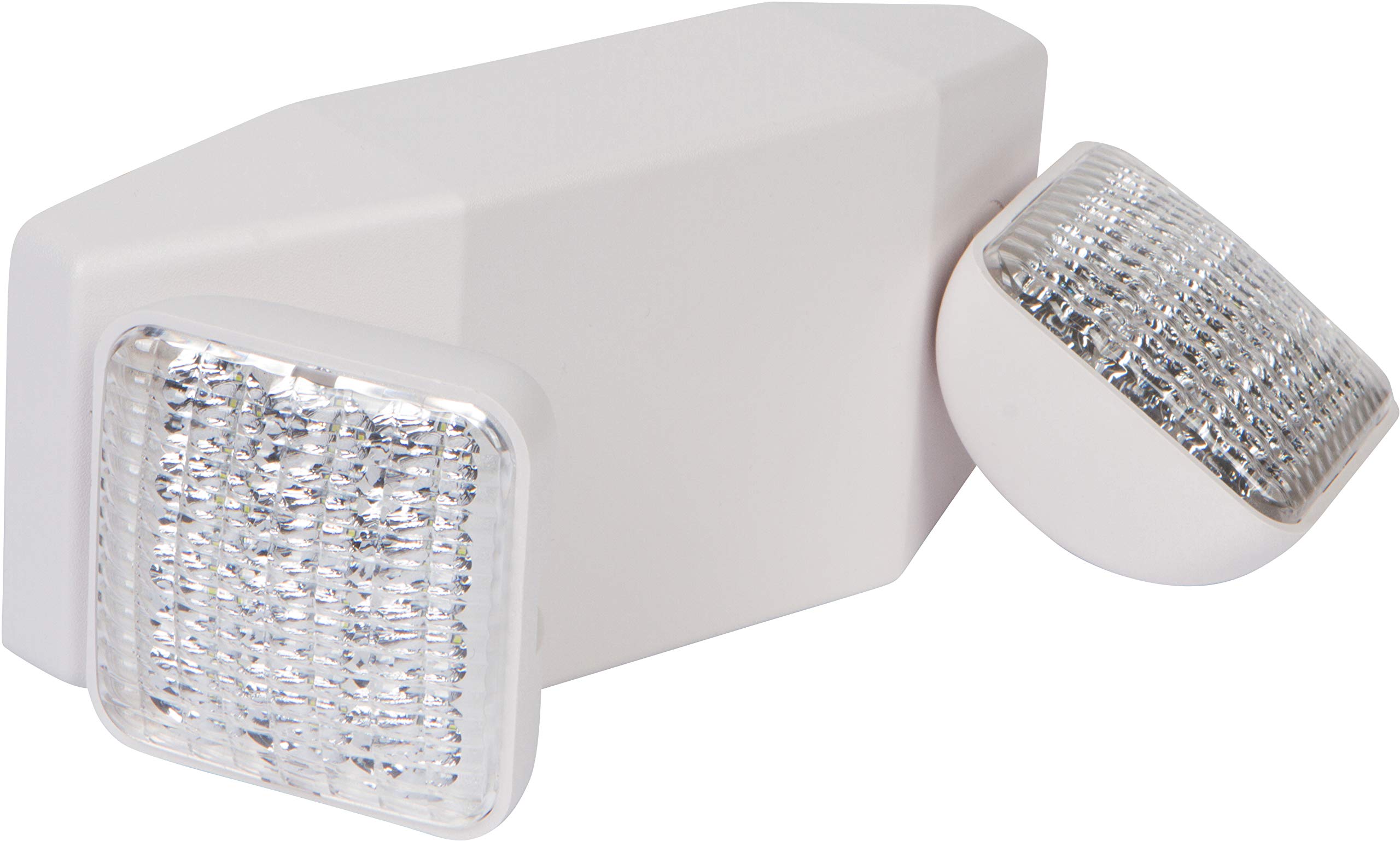 Morris Products Square Head Micro LED Emergency Light – White, High Output - 76 Lumens - Energy Saving Emergency Lighting Unit – Compact Design – Thermoplastic Housing, Mounting Plate, (73424)