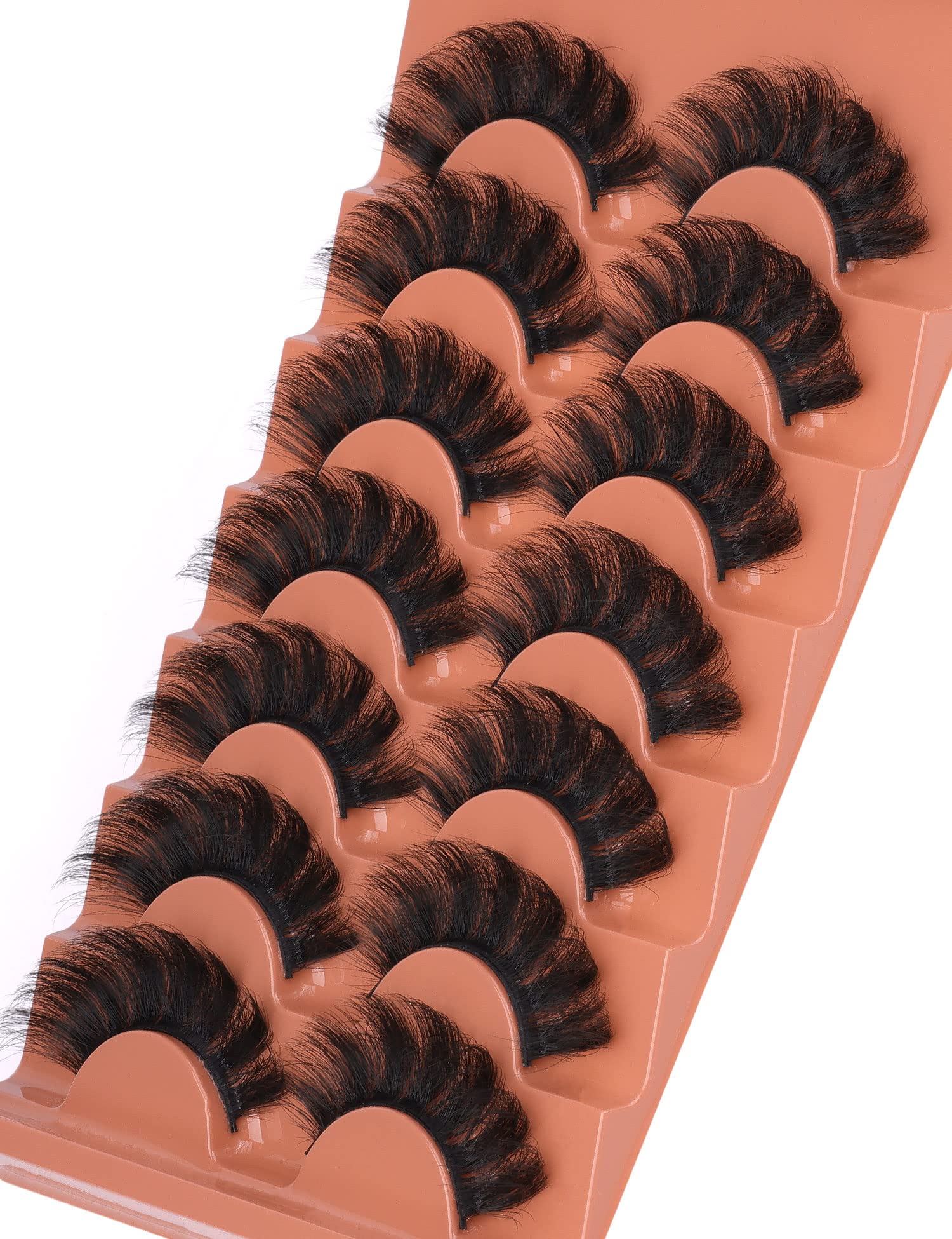 False Eyelashes Natural Look Lashes That Look Like Extensions PestaƱas Postizas Naturales Fluffy D Curl Russian Strip Eye Lashes Pack Clear Band Short Cat Eye Fake Eyelashes 7 Pairs by GODDVENUS