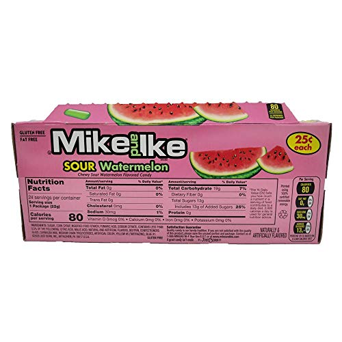 Mike and Ike Sour Watermelon Chewy Candies - Case of 24 0.78-oz. Box