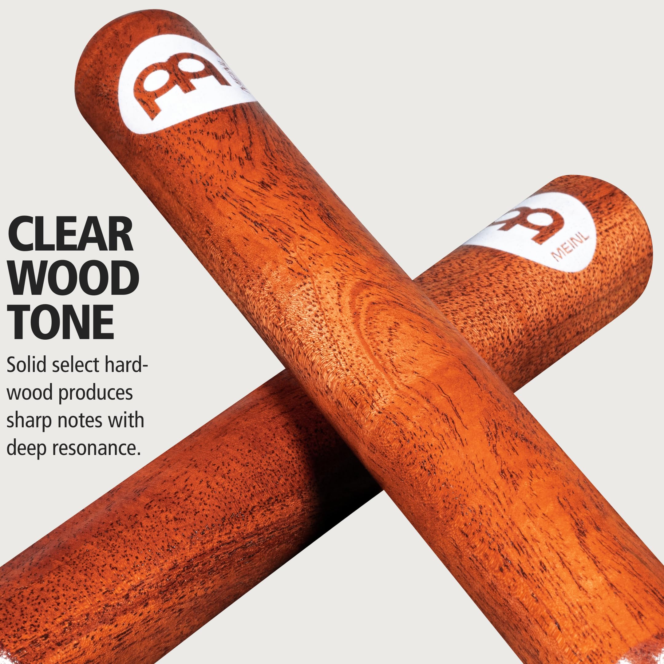 Meinl Percussion Select Hardwood Claves Musical Instrument Sticks โ NOT Made in China โ for Live, Studio and Classrooms, 2-Year Warranty (CL1RW)
