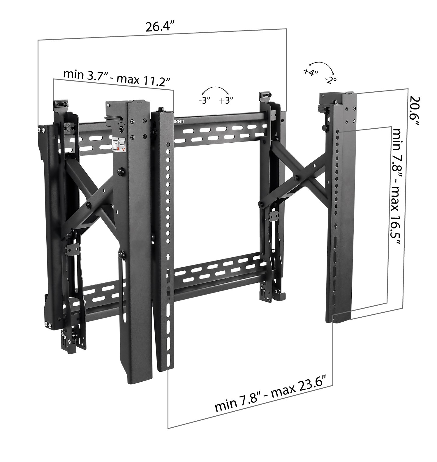 Mount-It! Pop Out Video Wall Mount, Digital Signage TV Menu Board Mount for 32 to 70" TVs, Up to VESA 600x400, Commercial Grade 154 Lbs Capacity