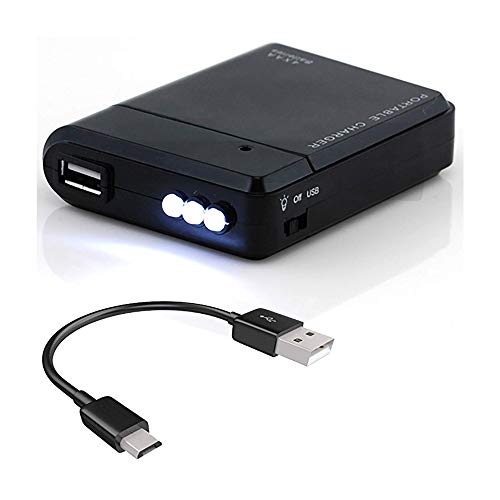 Success4Sport Portable AA Battery Travel Charger Works for GoPro Hero6 and Emergency Re-Charger with LED Light! (Takes 4 AA Batteries,USB-C) [Black]