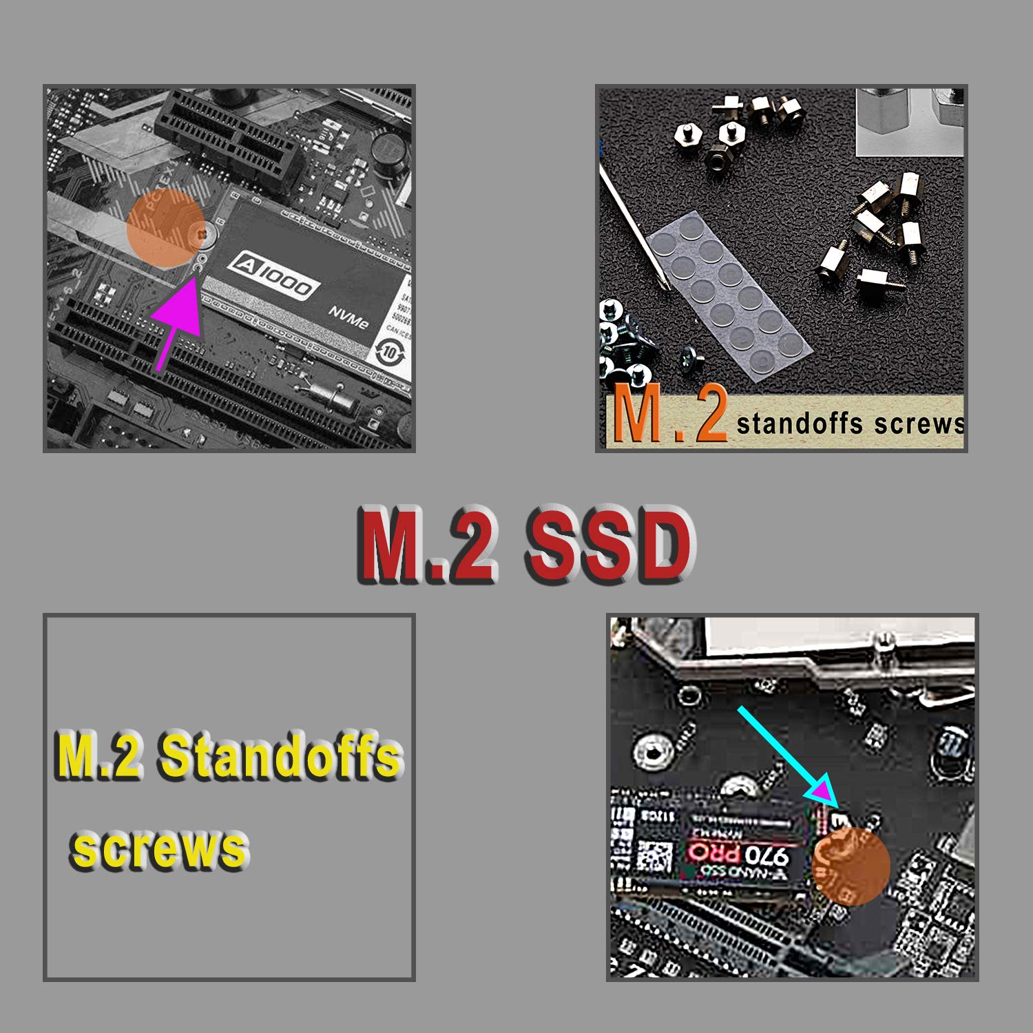 CO-RODE 12 Sets M.2 Screws Standoffs NVMe SSD Screw m.2 Mounting Kit for Asus Motherboards
