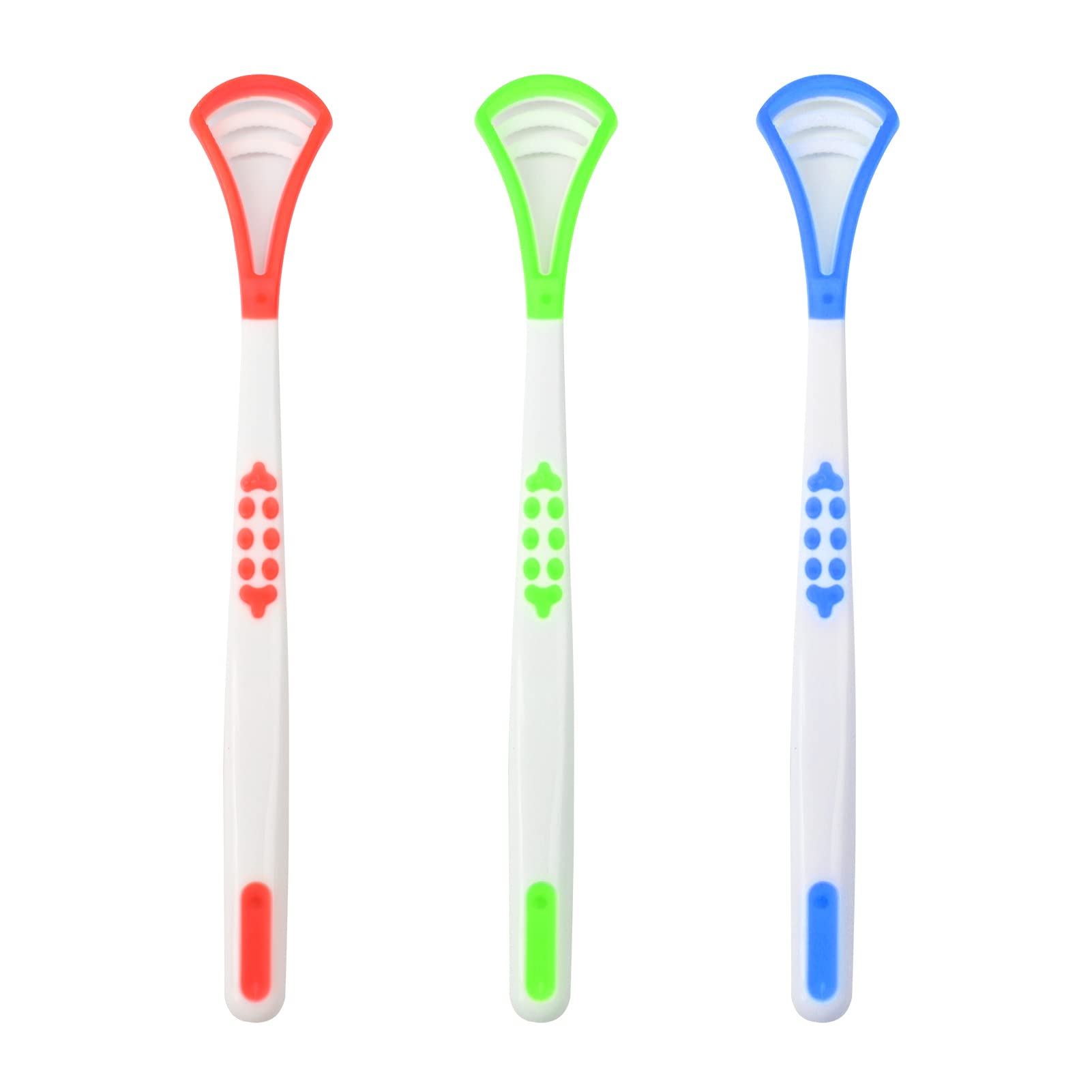 defutay 3PCS Tongue Scraper Cleaner - 100% BPA Free Tongue Scrapers - Oral Scrapers Premium Sweeper Sets - Eliminate Bad Breath - Easy to Use (Blue+Green+Red)