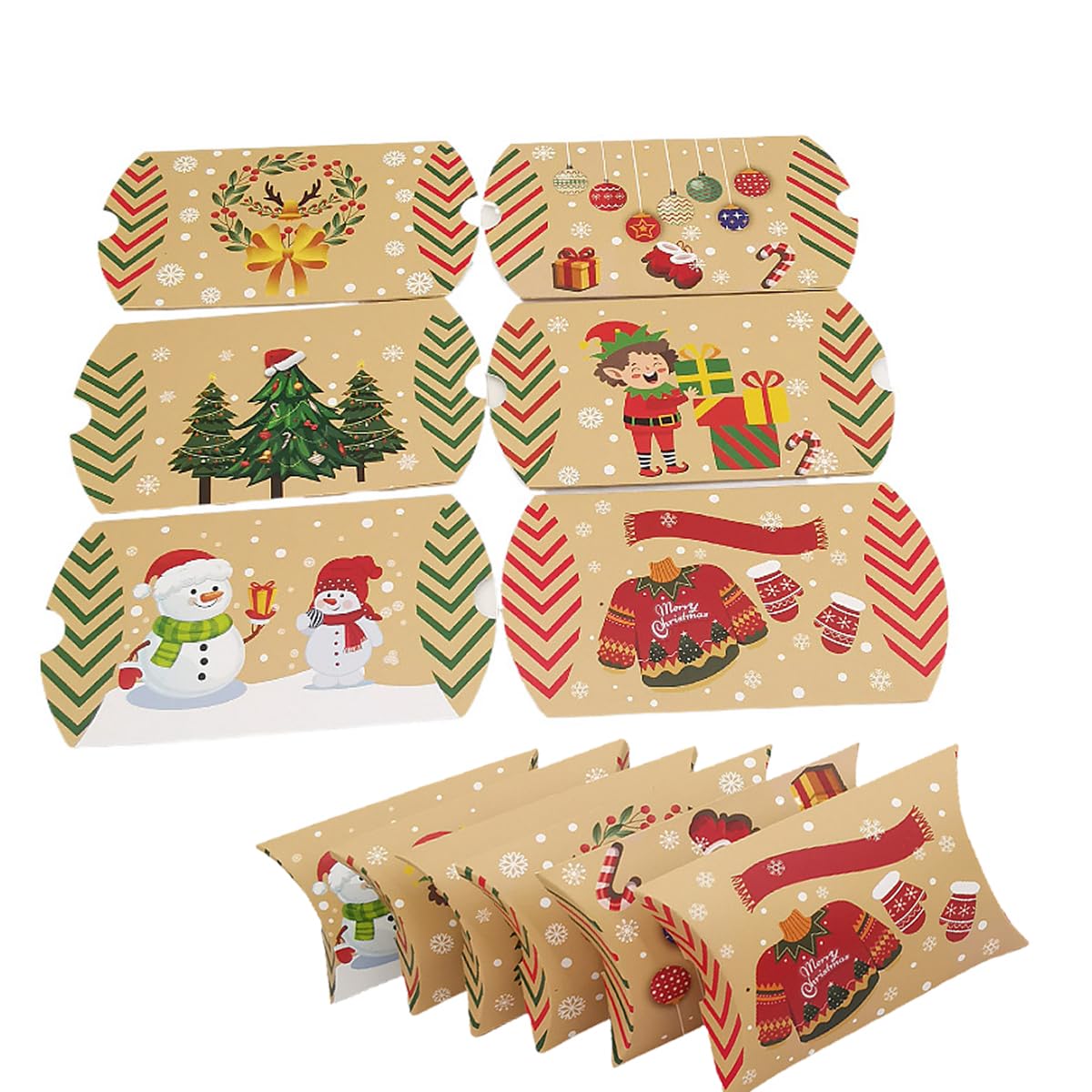 BWDCQMX Christmas Small Boxes Cookie Candy Boxes Gift Pillow Boxes Christmas Party Gift Boxes for Party Packaging Sweets Cakes Gifts Presents(24 pcs)