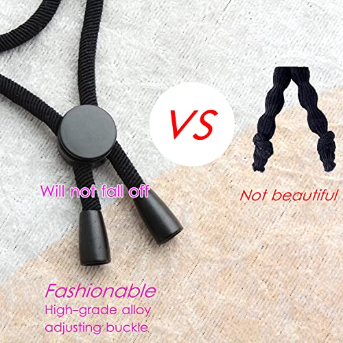 Degfey 6PCS New Adjustable Hair Ties Long Headband for Natural, Thick, Kinky & Curly Afro Puff Ponytail Holder for Women (Style A-BLACK-6PCS)
