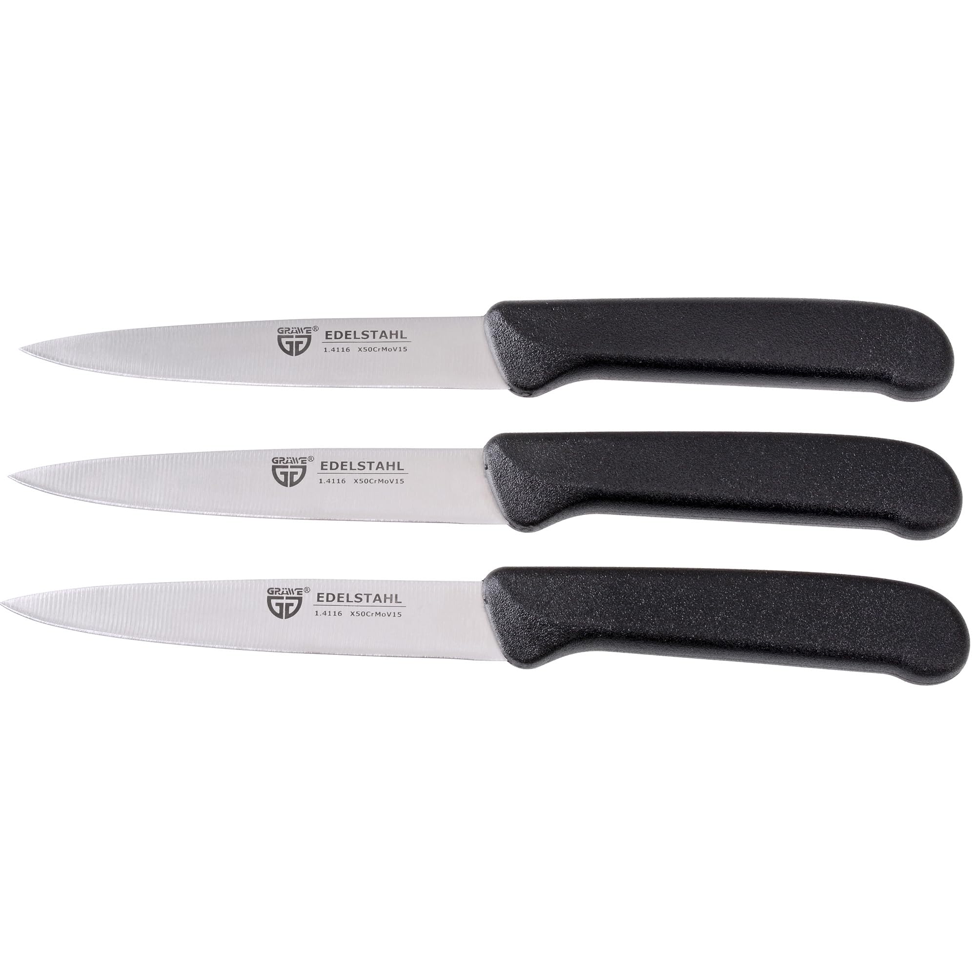 GRÄWE Vegetable Knives Set of 3 Stainless Steel, Multi-Coloured, Super Sharp, Dishwasher Safe