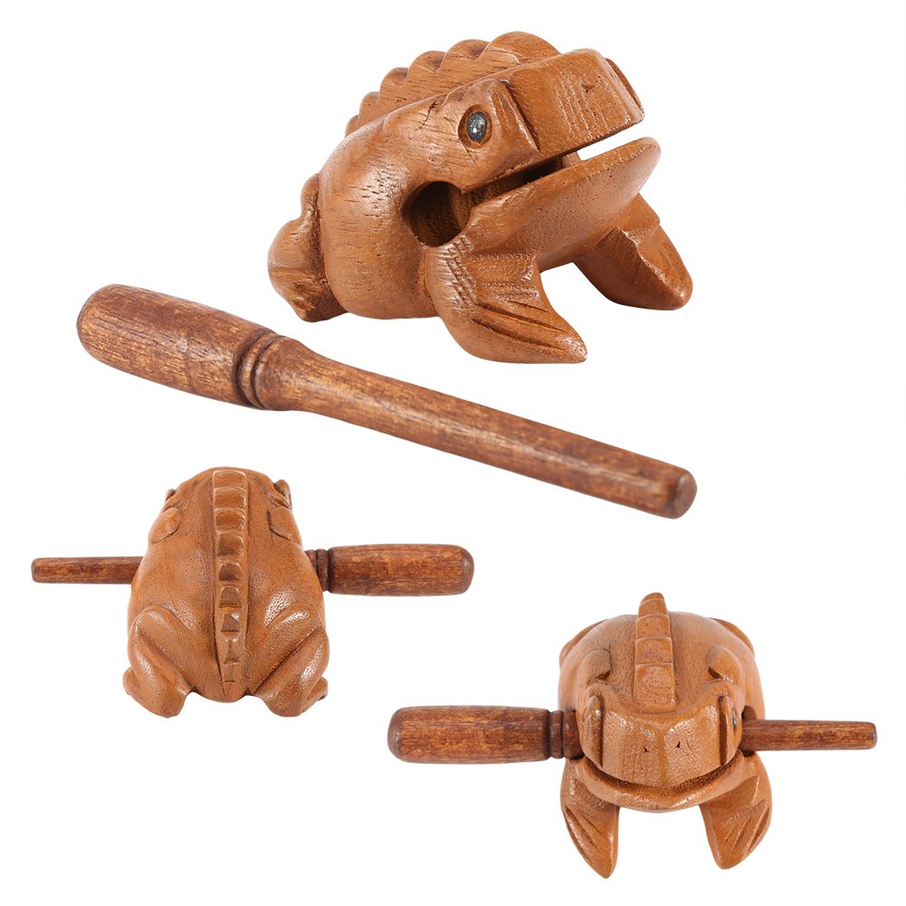 Thailand Traditional Craft Wooden Lucky Frog Interesting & Cute Craft Manual Croaking Musical Instrument Home Office Decor(5#)