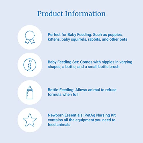 PetAg Nursing Kit - Baby Bottle and Nipple for Small and Large Pets - Promotes Natural Feeding of Esbilac - 2 oz Bottle - 2 Pack
