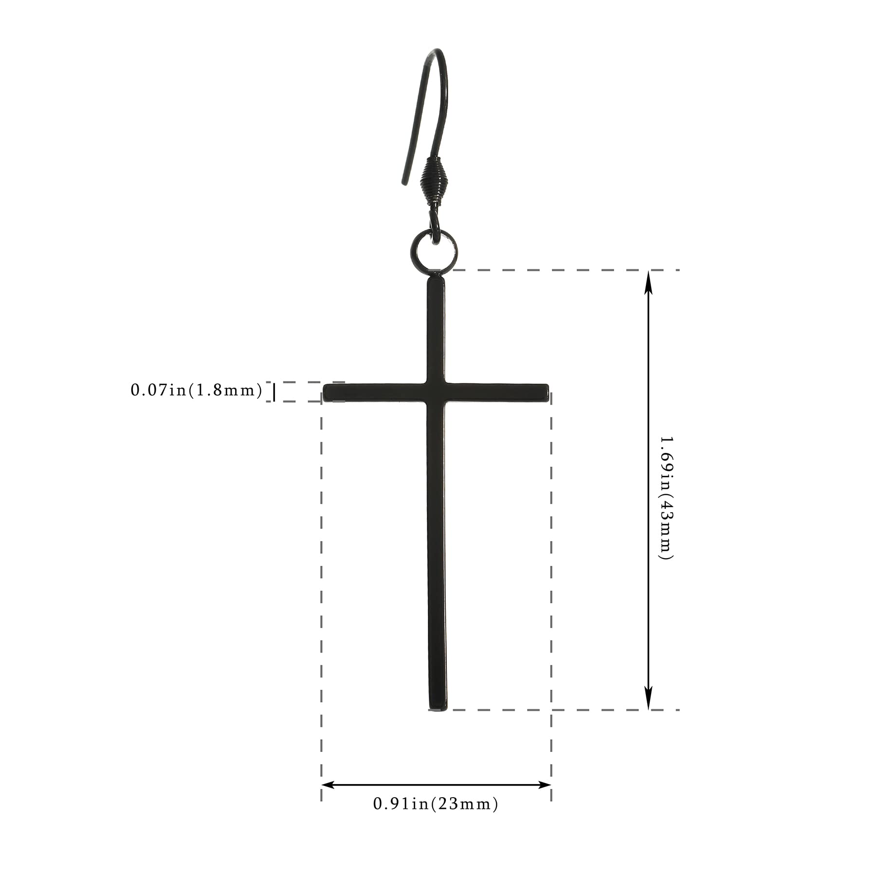 Cross Earrings for Women Stainless Steel Long Slim Dangle Cross Earrings 3 Pairs Silver Gold Black