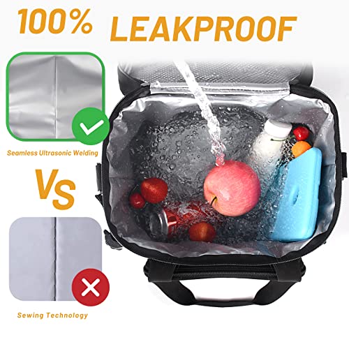 CaCTOUR Large Lunch Bag for Men - Insulated Mens Lunchbox for Work Office Picnic 24-Can (15L) Collapsible & Leakproof Cooler Bag with Adjustable Shoulder Strap for Adults (Black)