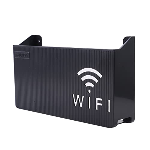 Meoliny WiFi Router Storage Box Wall Mount Cable Management Rack Wall Shelves Floating Shelves for Bedroom Living Room,Black