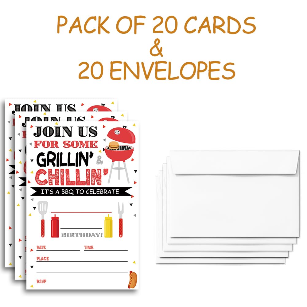 FujLoy BBQ Birthday Party Invitation, Barbecue Party Invitation, BBQ Invitation, BBQ Birthday Invitation.(059)