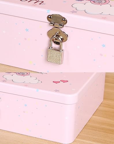 ZLEYECZ Retro Style Rectangle Tinplate Storage Box with Padlock, Home Kitchen Desktop Storage Tin Canister, For Chocolate Jewelry Cosmetics Photos Gift Candy Tea Coffee Case (Night Sky)