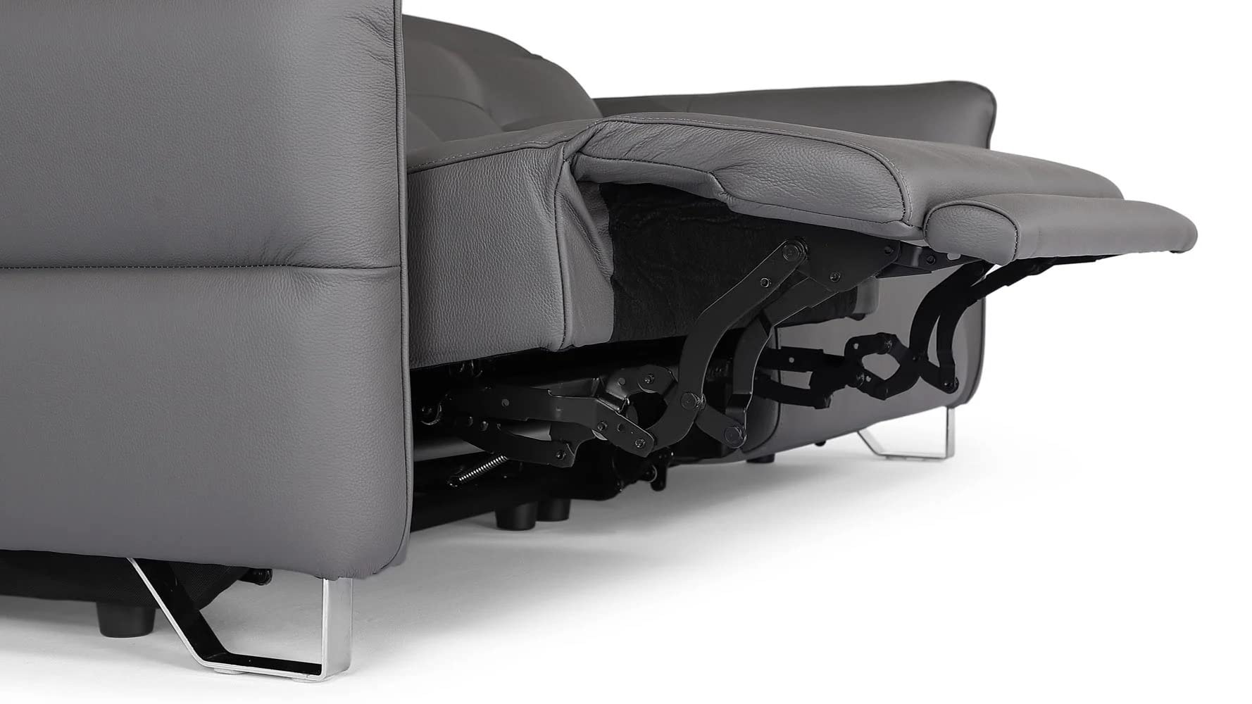 ZURI Modern Macau Reclining Leather Sofa in Slate