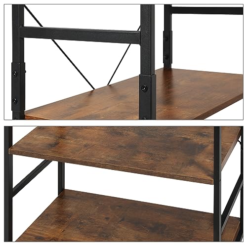 MoNiBloom 6-Tier Bookcase, Tall Bookshelf with Metal Frame Industrial Style Display Shelves for Home Living Room Office, Rustic Brown