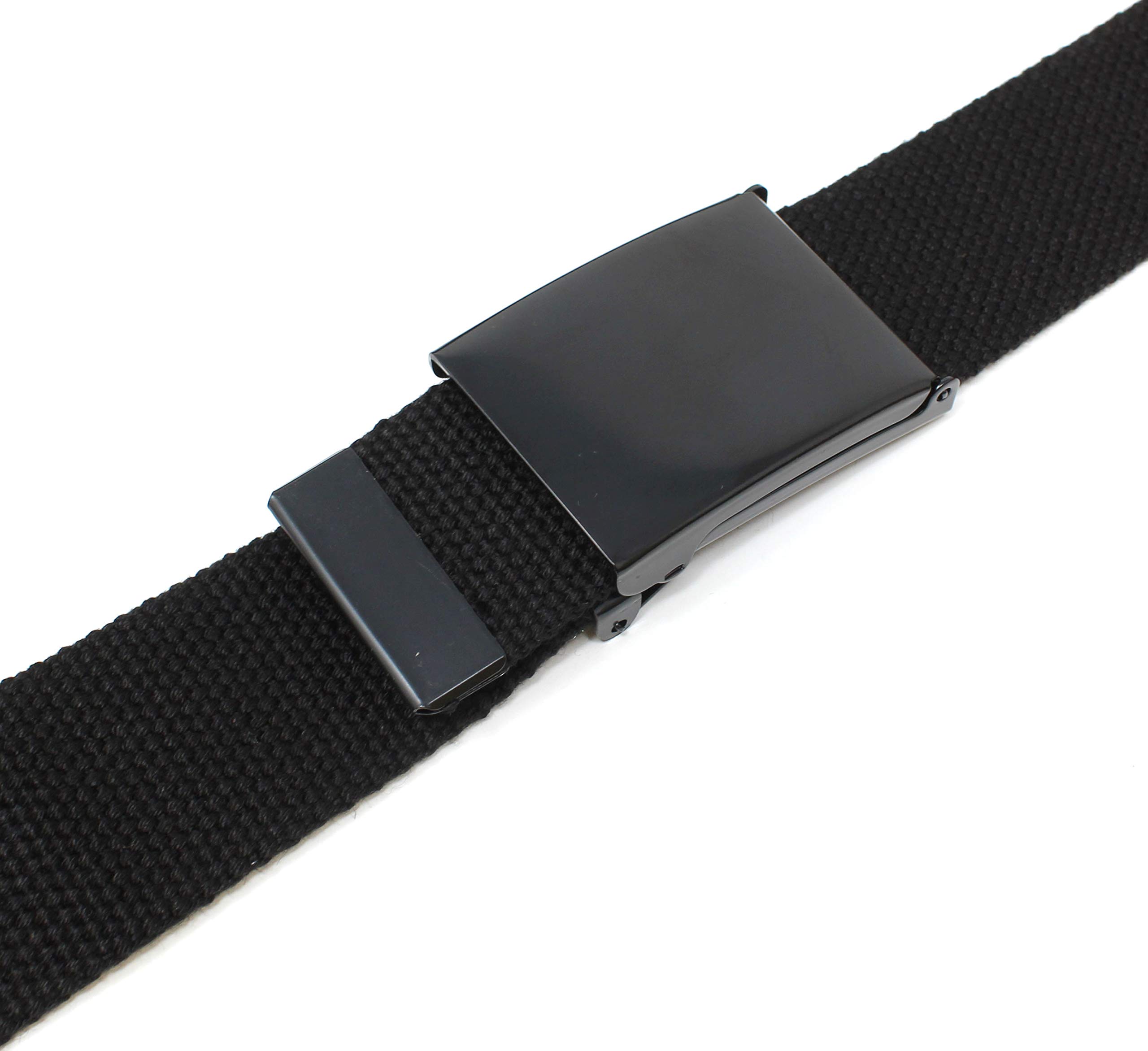 Canvas Web Belt Flip-Top Black Buckle/Tip Solid Color 50" Long 1.5" Wide (Black)
