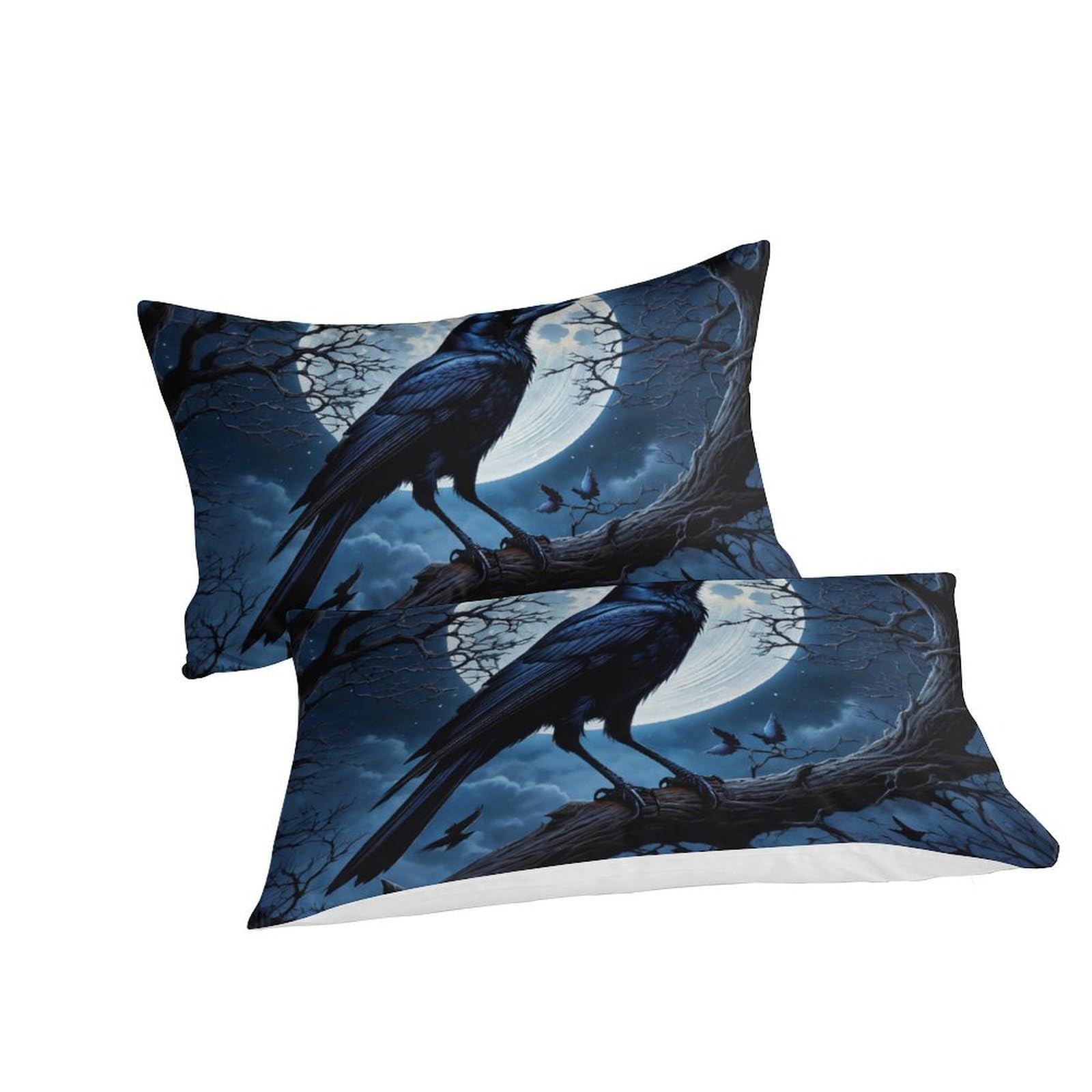 EVMILA Gothic Crow 3D Print Eerie Night for Boys Girls Quilt Cover Comforter Covers Duvet Cover Soft Microfiber with Zipper Closure with Pillow Cases Bedding Set 3 Pieces Twin(173x218cm)