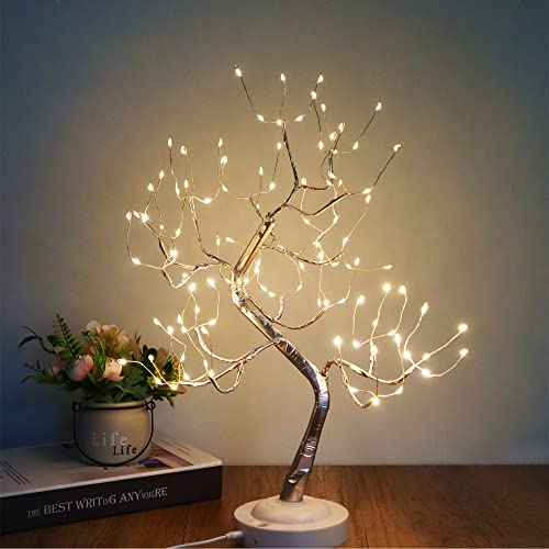 Tabletop Bonsai Tree Light 108 LED Copper Wire Tree Lamp Fairy Spirit Night Light,Battery/USB Operated,6h Timer Adjustable Branches Halloween Christmas for Home Decoration and Gift (Warm White)