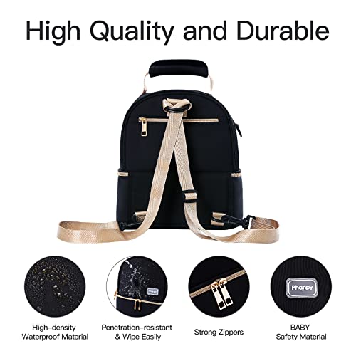 Phanpy Breast Pump Bag with Cooler, Breastmilk Cooler Bag with Ice Pack, Double Deck Breastmilk Storage Bag Cooler, Baby Bottle Bag, Diaper Backpack, Double Layer Preservation Package(Black)