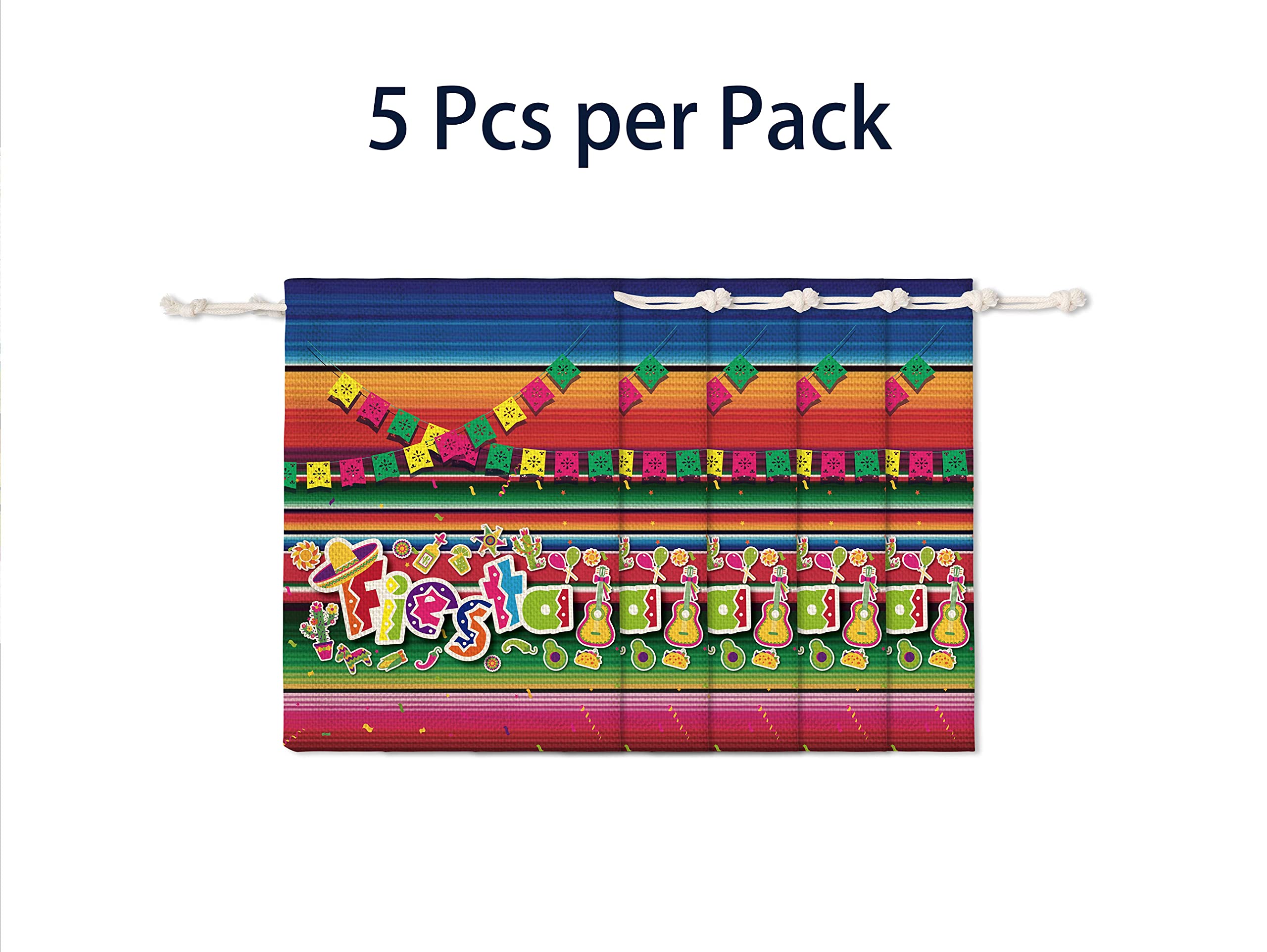 Doreen's Boutique Fiesta Gift Bags, Taco Llama Cactus,Mexican Themed Fiesta Party Decorations, Supplies – 5 Pcs per Pack(BGS-A008)