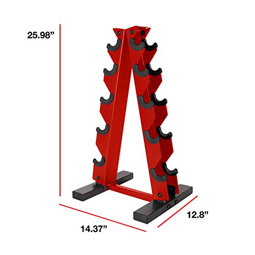 CAP Barbell 150-Pound Dumbbell Set with Vertical Rack, Red (SDRS-150R-12BISRD)