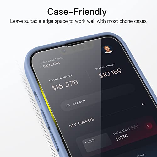 JETech Full Coverage Screen Protector for iPhone 14 Plus 6.7-Inch (NOT FOR iPhone 14 6.1-Inch), 9H Tempered Glass Film Case-Friendly, HD Clear, 3-Pack