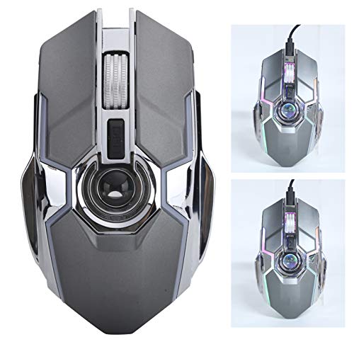 Rechargeable Gaming Mouse, 2.4gHz Wireless Mouse Streamer Gaming Mouse for Computer Laptop, With RGB Colorful Streamer Atmosphere(gray)