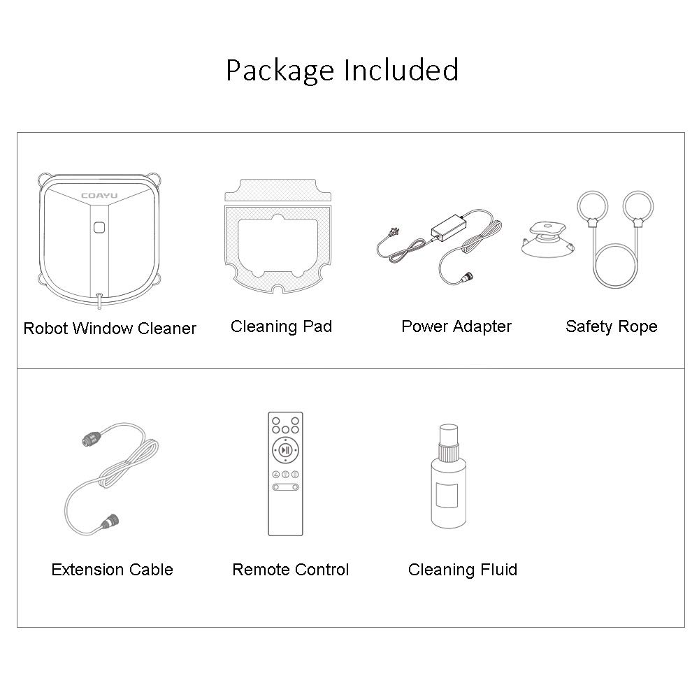 COAYU Robot Window Cleaner, CW902 Window Cleaning Robot with Remote Control, Cleaning Kinds of Horizontal Windows, Sliding Glass Doors, Marble Bathroom Floors & Walls, and Kitchen Floors