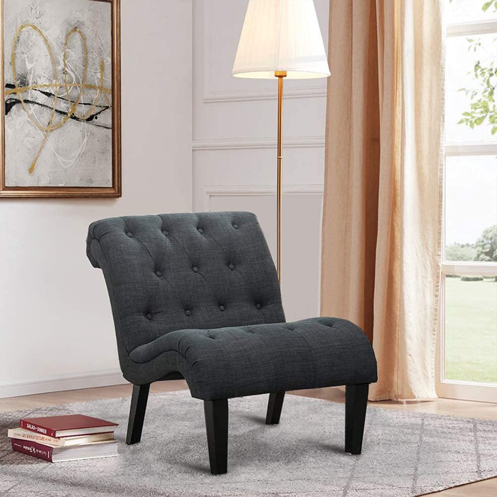 HAOBO Home Accent Chair Button Tufted Slipper Chair Armless Side Chair for Living Room Dining Room Bedroom Funiture
