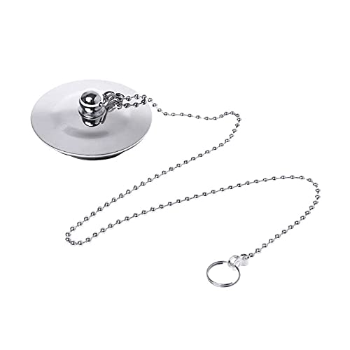 DFHBFG Bathtub Drain Plug with Chain Sink Basin Water Stopper for Bathroom Kitchen Chrome Plated