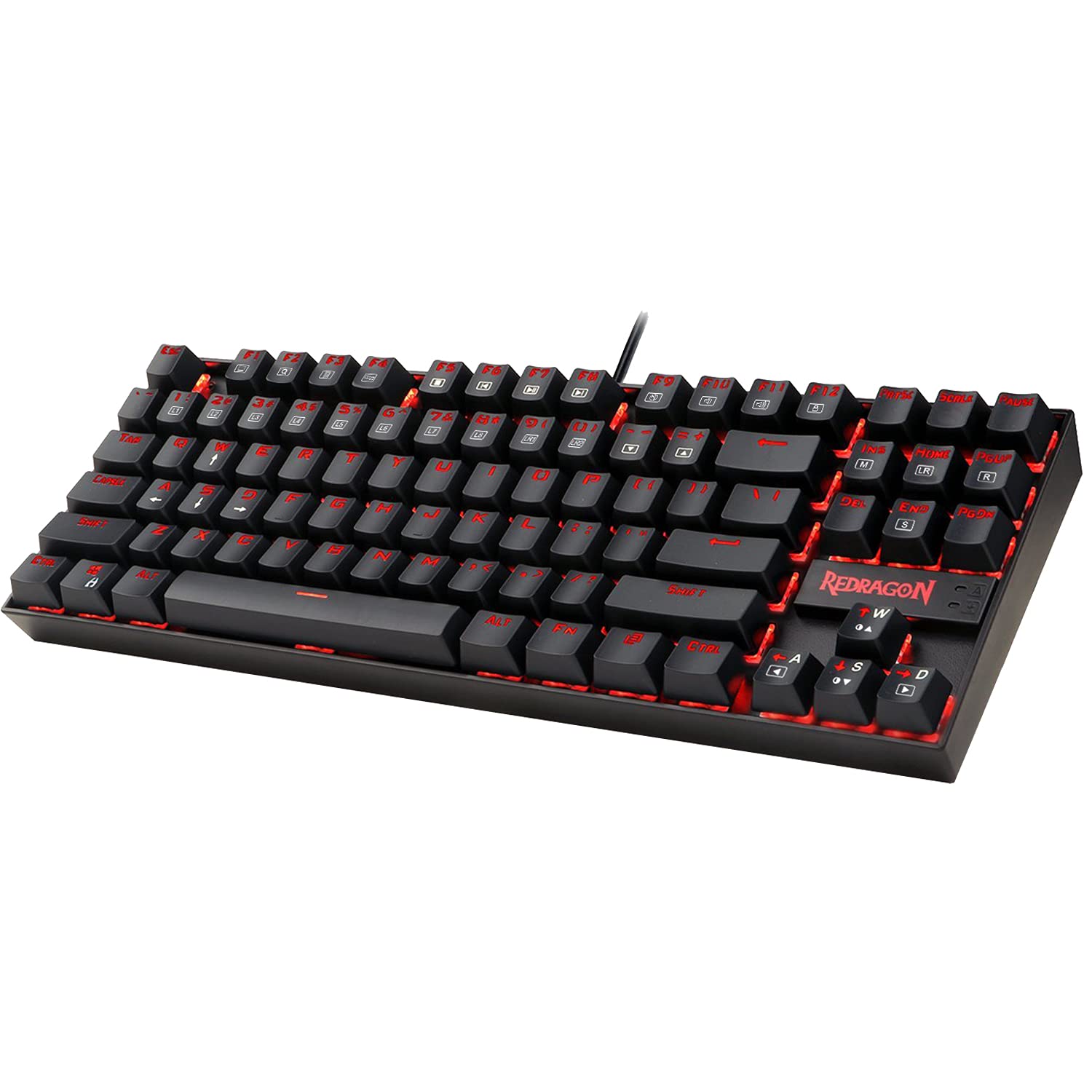 Redragon K552 Mechanical Gaming Keyboard 60% Compact 87 Key Kumara Wired Blue Switches for Windows PC Gamers (RED Backlit Black)