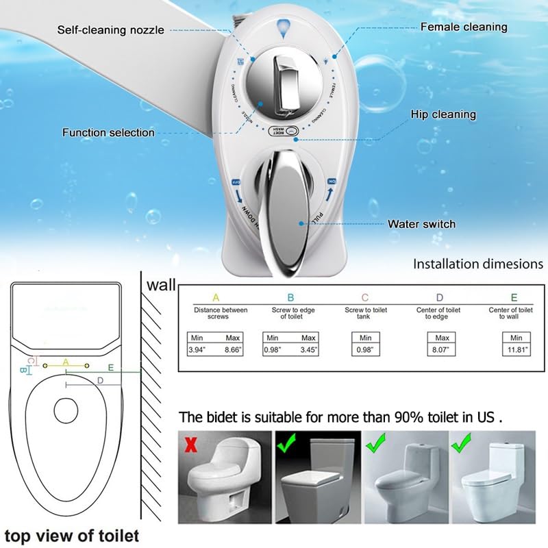 DFHBFG Bidet Attachment for Toilet Seat Sprayer Shattaf Small Non-Electric Bidet Small Baday