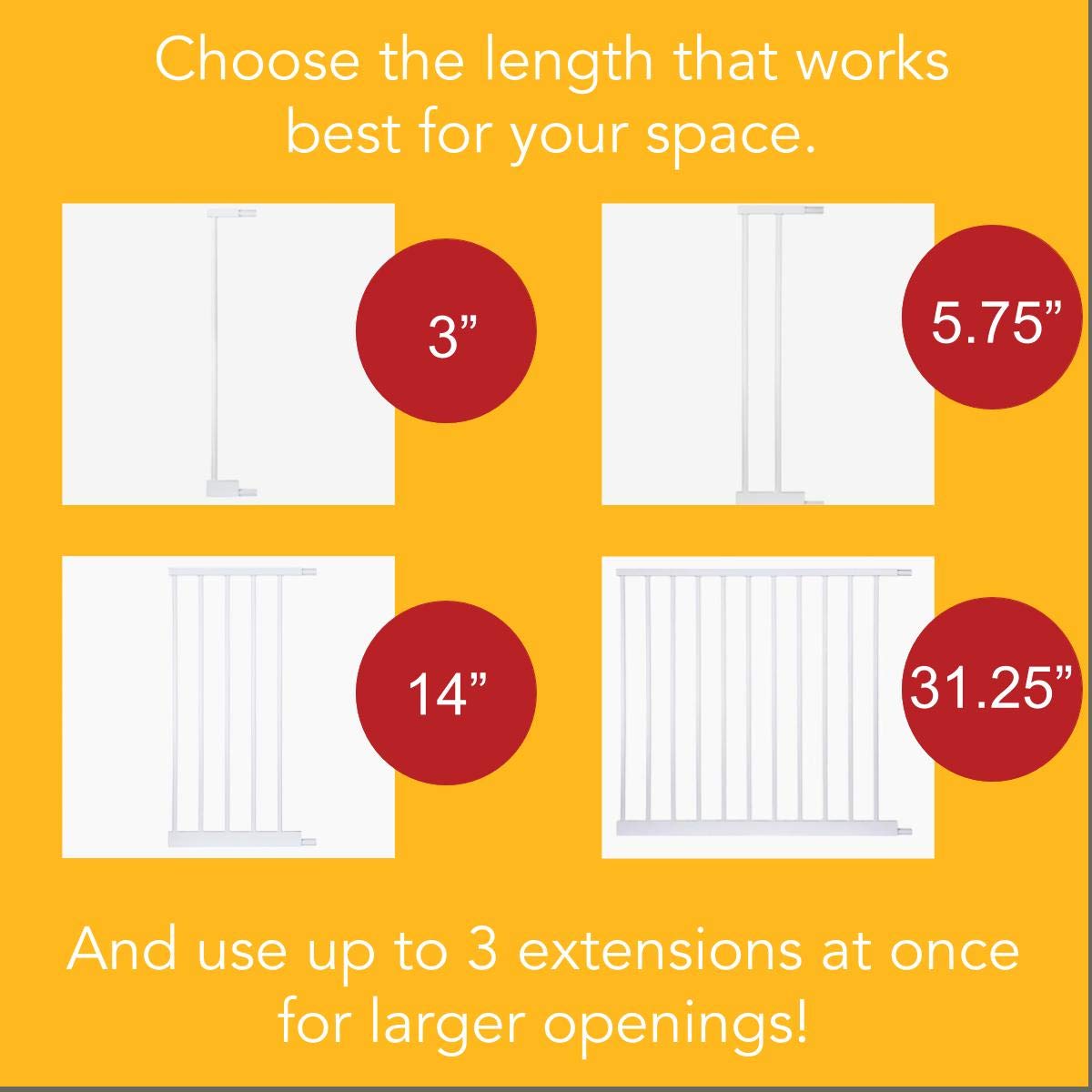 North States 5-Bar Extension for Auto-Close Baby Gate: Add extension for a gate up to 52.75" wide (Adds 14" width, Soft White)
