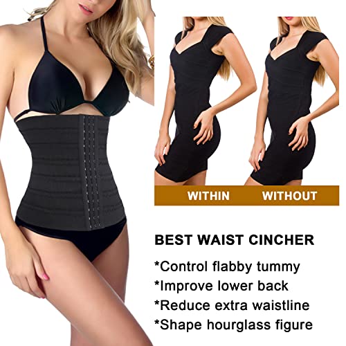 Nebility Women Waist Trainer Shapewear Tummy Control Waist Cincher Slim Body Shaper Workout Girdle Underbust Corset (S, Black)