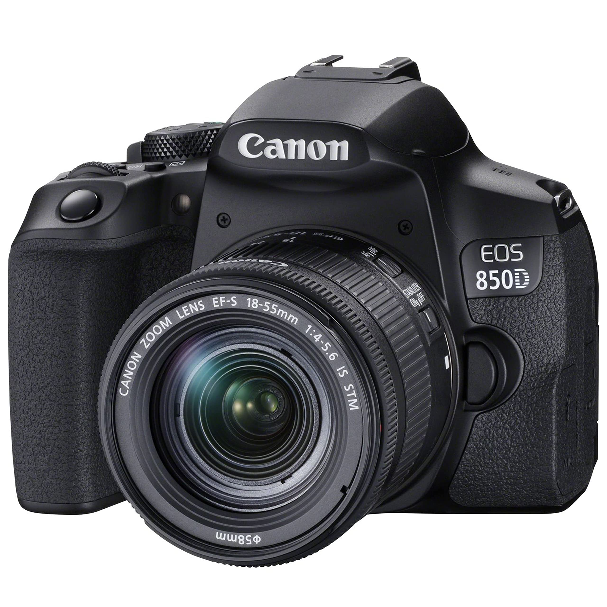 Canon EOS 850D DSLR Camera Bundle with 18-55 & 75-300mm STM Lens, Tripod, 64GB Memory Card, Battery, Carry Case, Filters, and Accessories