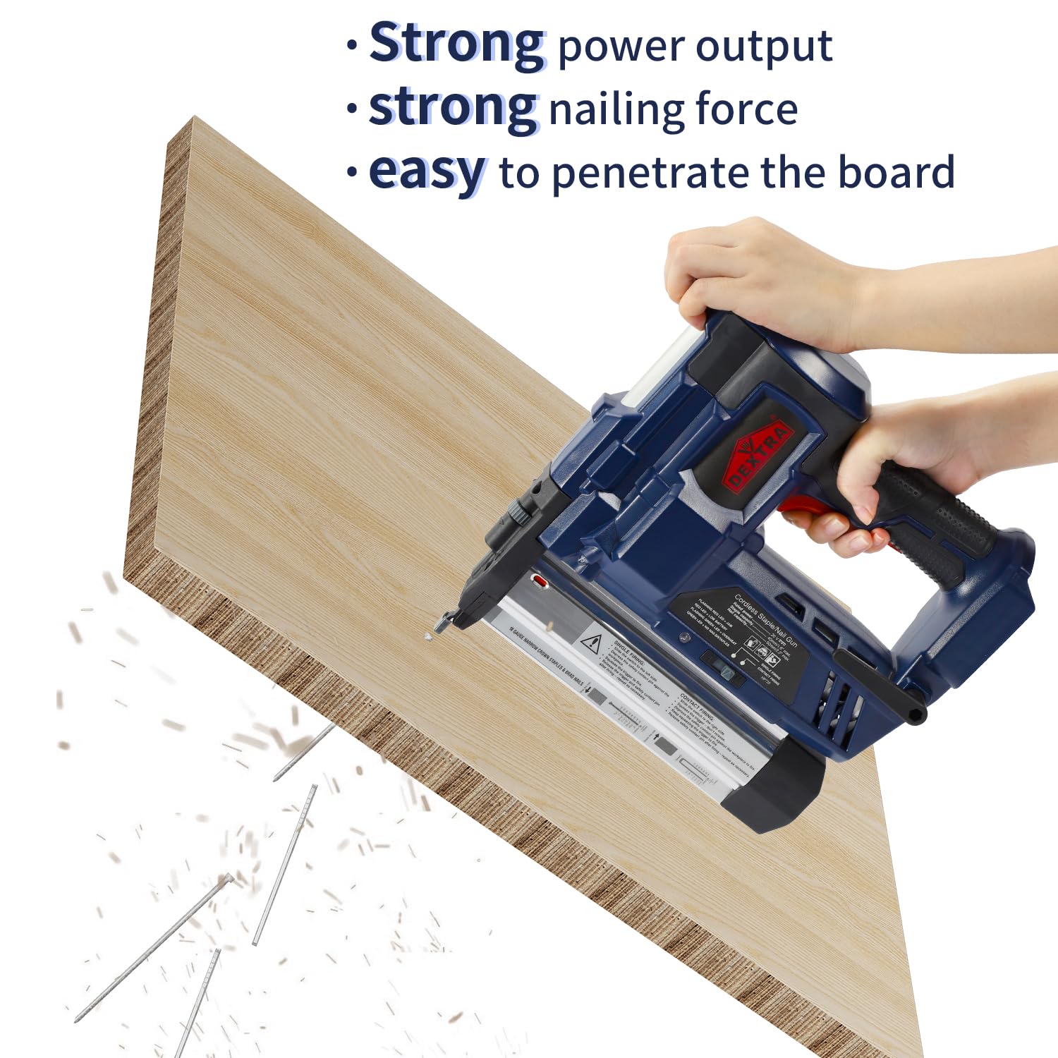 Dextra Cordless Electric Nail Gun 20V, 18 Gauge 2 in 1 Cordless Nail Gun/Staple Gun, Battery Powered with 2.0Ah, Fast Charger,Brushless Motor,Staples and Nails for Trim,Carpenter,Upholstery